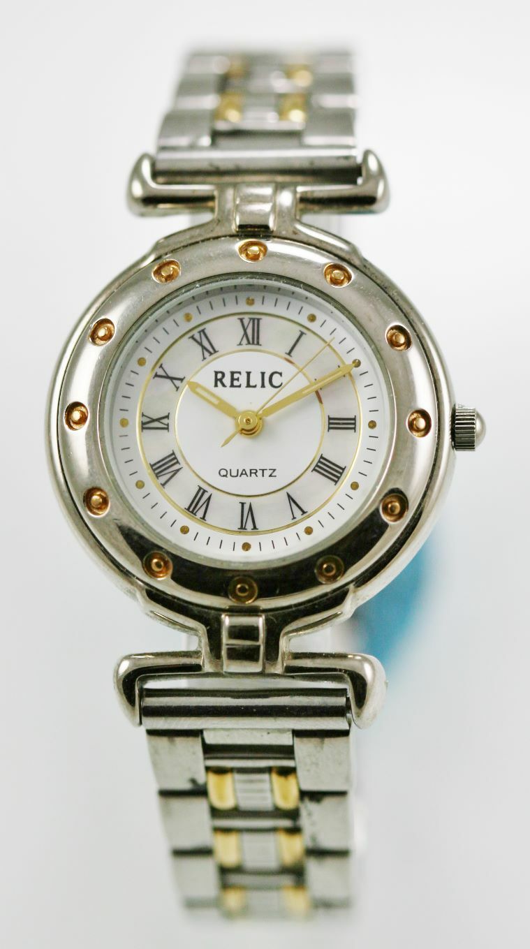 Relic Watch Womens Stainless Silver Gold Steel Water Resistant White ...