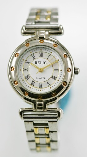 Relic Watch Womens Stainless Silver Gold Steel Water Resistant White ...