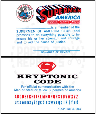 SUPERMAN SUPERMEN OF AMERICA CLUB MEMBERSHIP CARD - VINTAGE REPRINT | eBay
