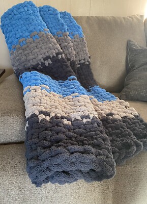 Chunky Knit Blanket Handmade Soft Throw Blanket- Skip Stitch Pattern | eBay