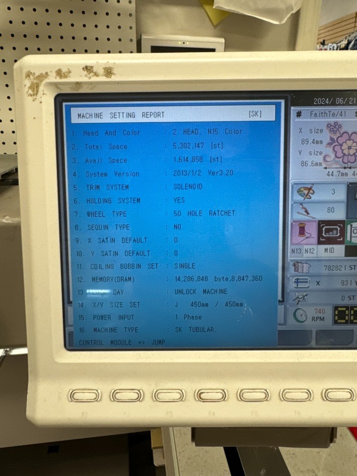 SWF 2 HEAD EMBROIDERY MACHINE / 15 NEEDLE / 15 COLOR / YEAR 2011 / USED ...