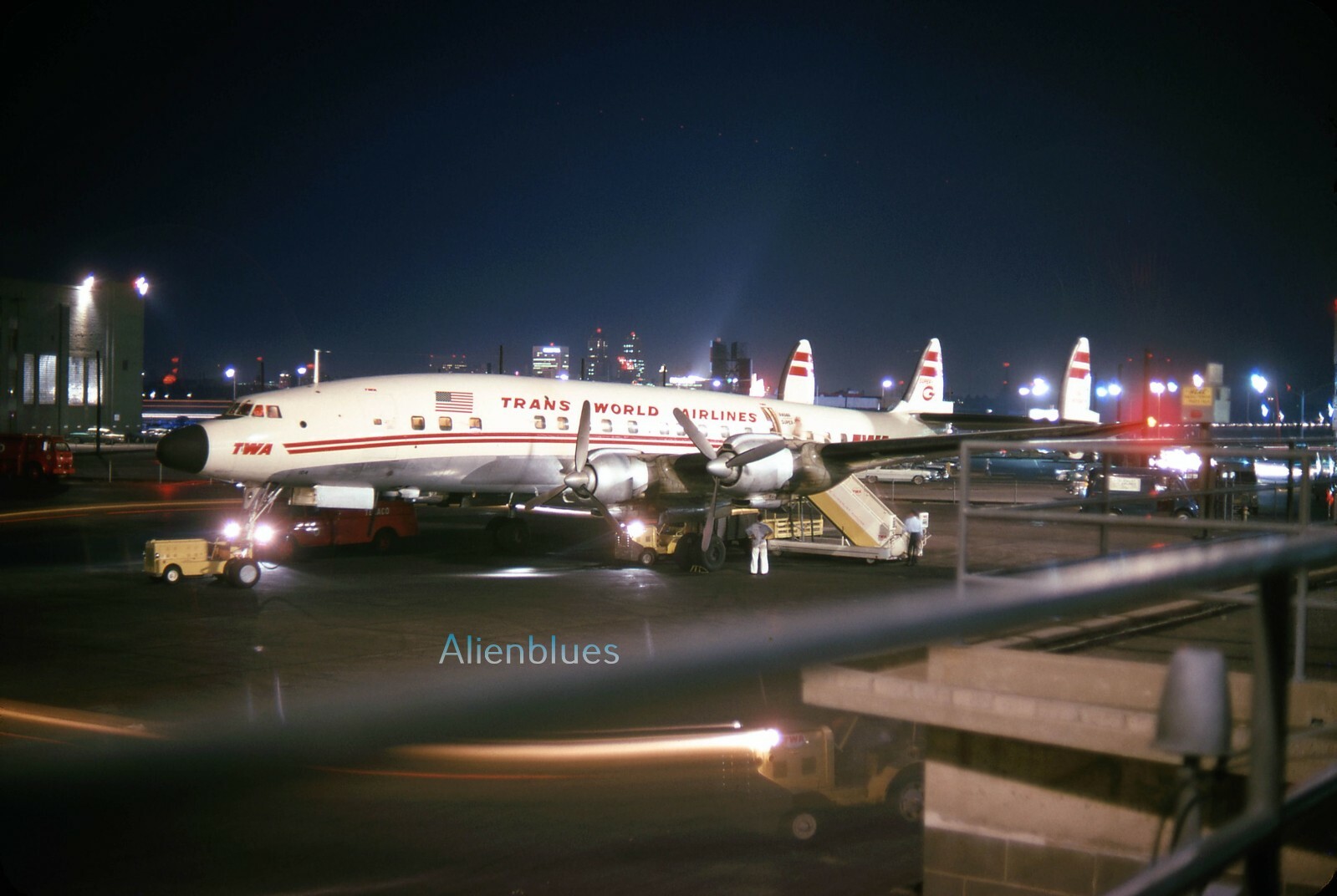 TWA Lockheed L-1049G Constellation N7104C at EWR Night 1961 8"x12 ...