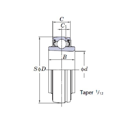 FYH Ball Bearing Inserts UK211 Tapered Shaft, 50mm Shaft Diameter ...