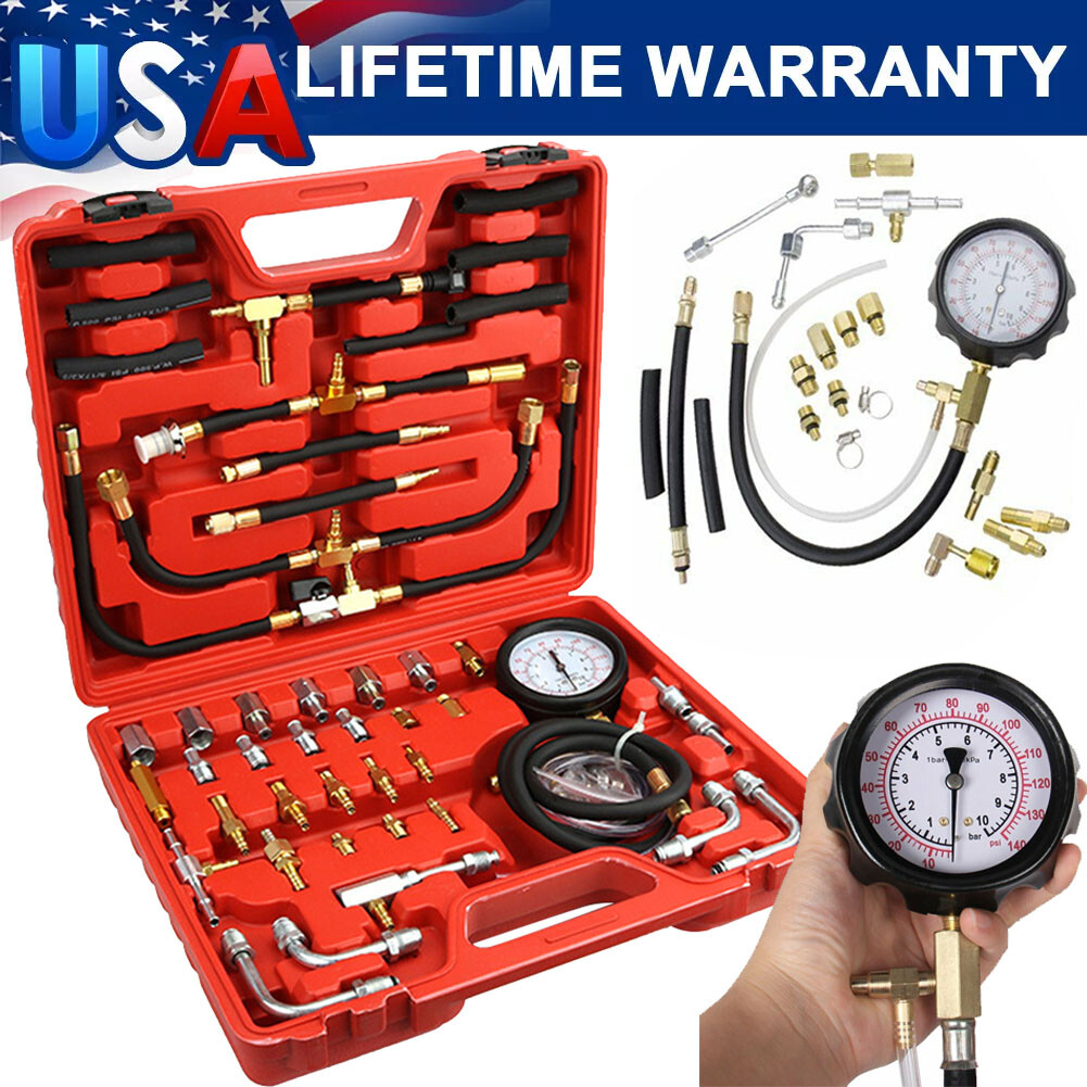 Universal Fuel Injection Gauge Pressure Tester Hoses Fittings Pump Tool ...
