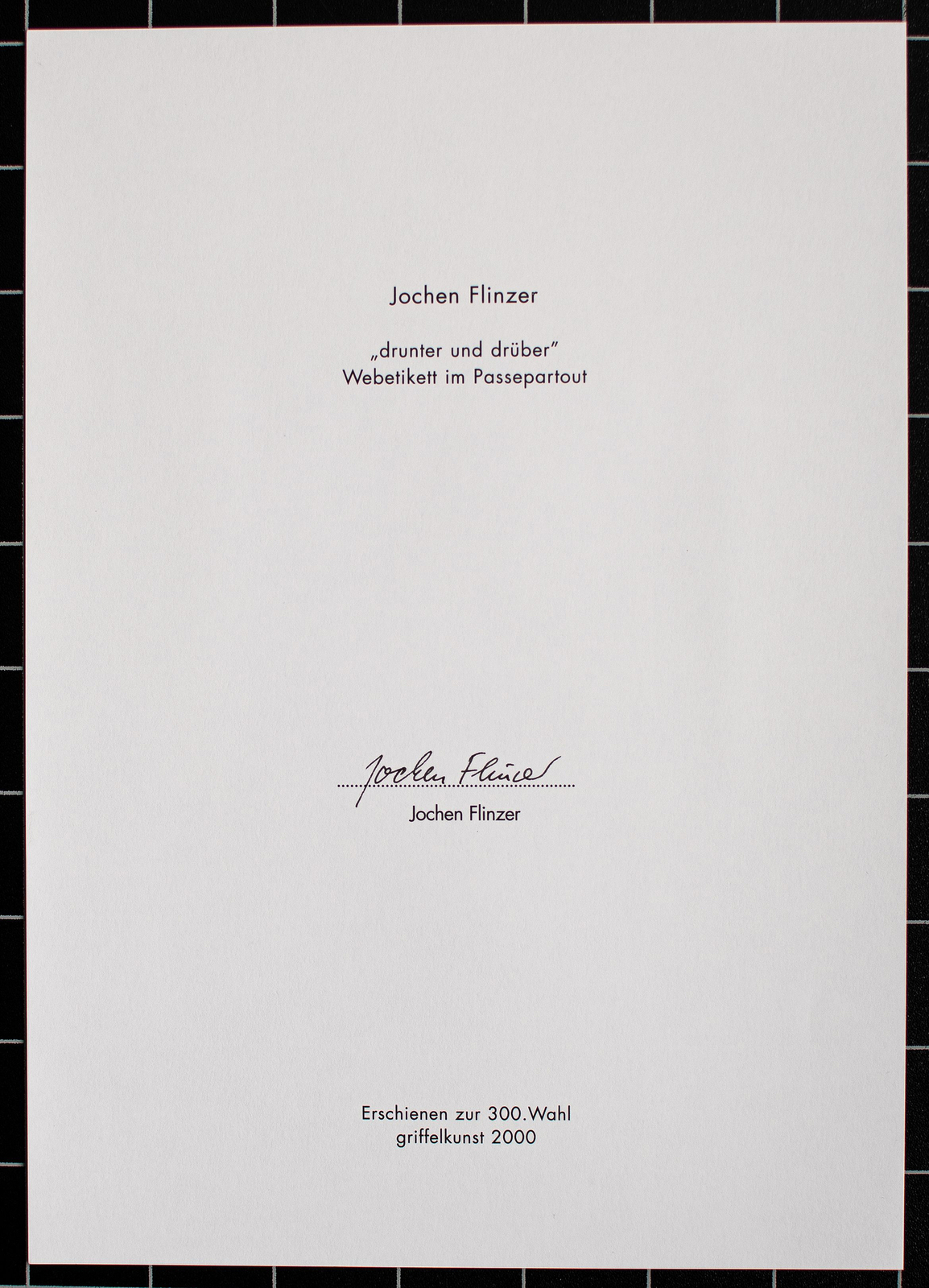 Jochen Flinzer - drunter und drüber - Webetikett - 2000 | eBay.de