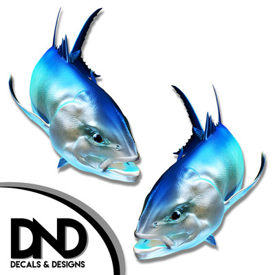 Giant Trevally - Fish Decal Fishing Tackle Box Bumper Sticker "5in SET ...