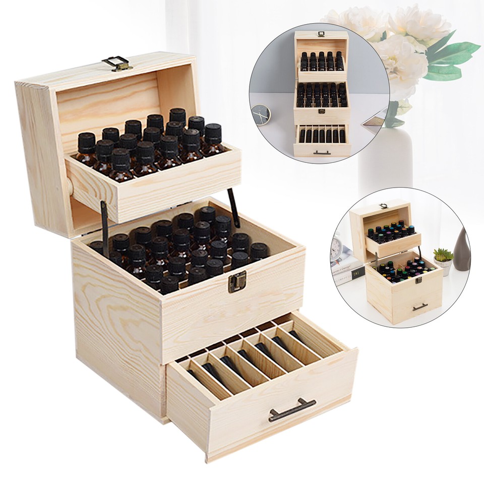 59 Bottles High-quality Wooden Essential Oil Storage Box 3 Tier Oil ...