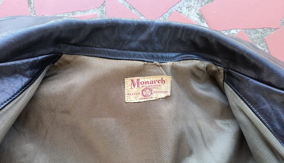 MONARCH 40's/50's MODEL SIZE 48 LEATHER MOTORCYCLE JACKET | eBay
