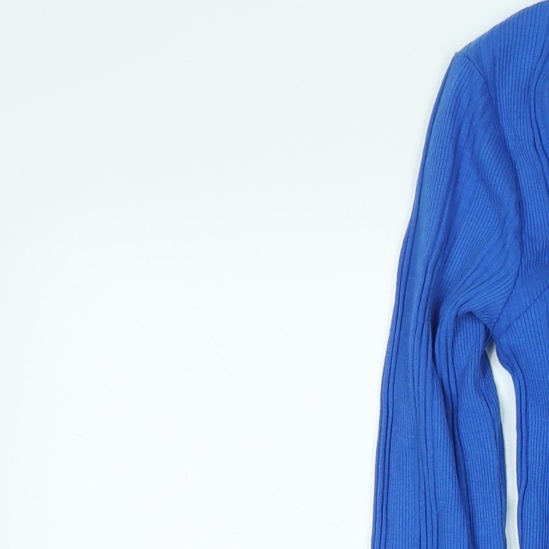 Primark Women Blue Cotton Bodycon Ribbed Long Sleeve Dress Size 10 | eBay