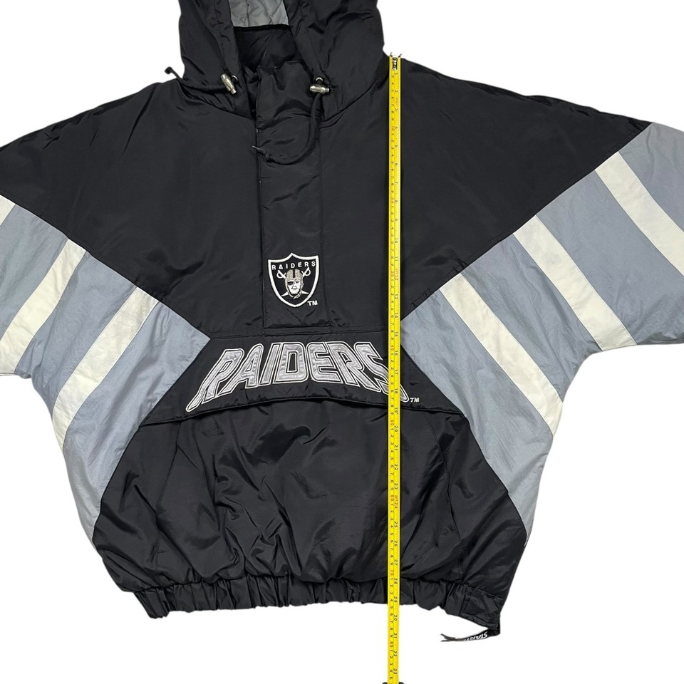 VTG 90s NFL OAKLAND RAIDERS STARTER PULLOVER HOODED PUFFER JACKET SIZE ...