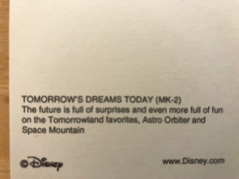 POSTCARD UNPOSTED DISNEY TOMORROW’S S DREAMS TODAY (HARD TO FIND CARD ...