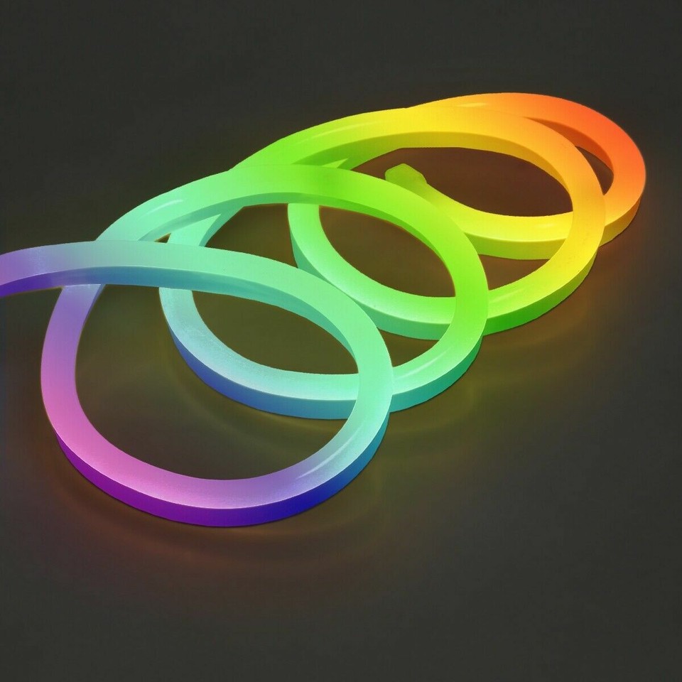 220V RGB LED Neon Rope Lights Commercial Flex DIY Sign Decor Dimmable ...