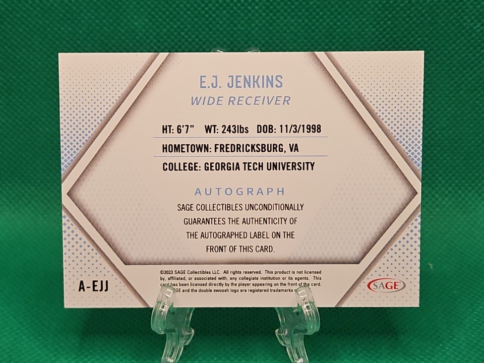 2023 SAGE Low Series - Autographs #A-EJJ Georgia Tech Yellow Jackets ...