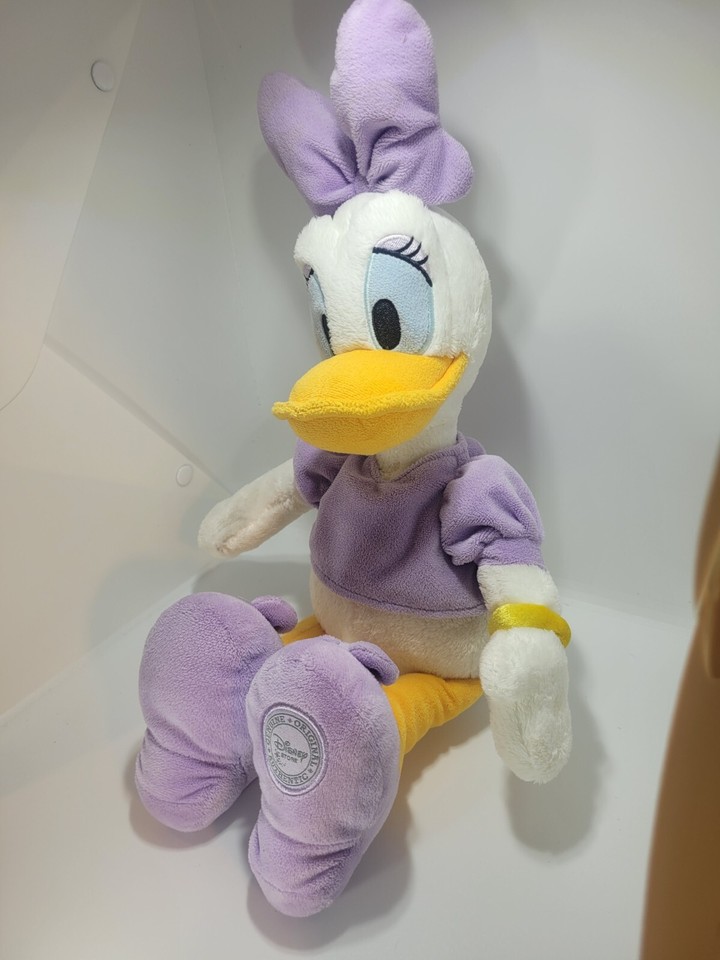 DISNEY STORE STAMPED DAISY DUCK CUDDLY 17"PLUSH SOFT TOY TEDDY DISNEY ...
