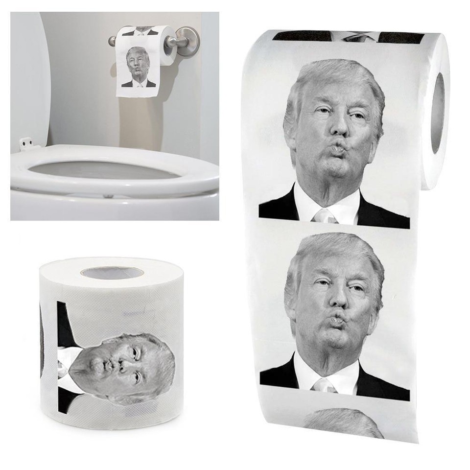 6 STÜCKE Neuheit Donald Trump Kuss bedruckte Toilettenpapierrolle Prank ...