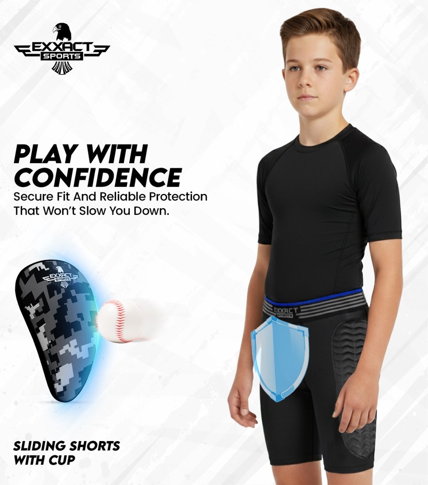 Exxact Sports Youth Baseball Compression Sliding Shorts with Soft ...