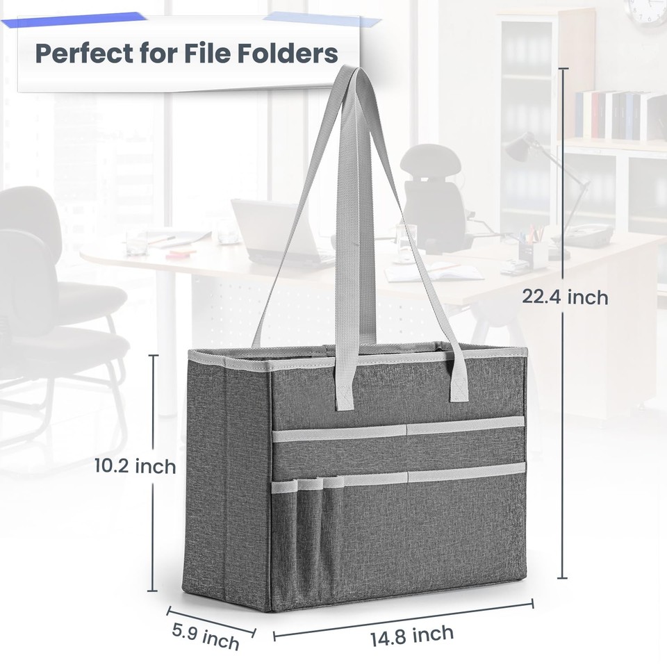 File Organizer Box, Portable Tote Bag Hanging Filing Box Desktop File ...