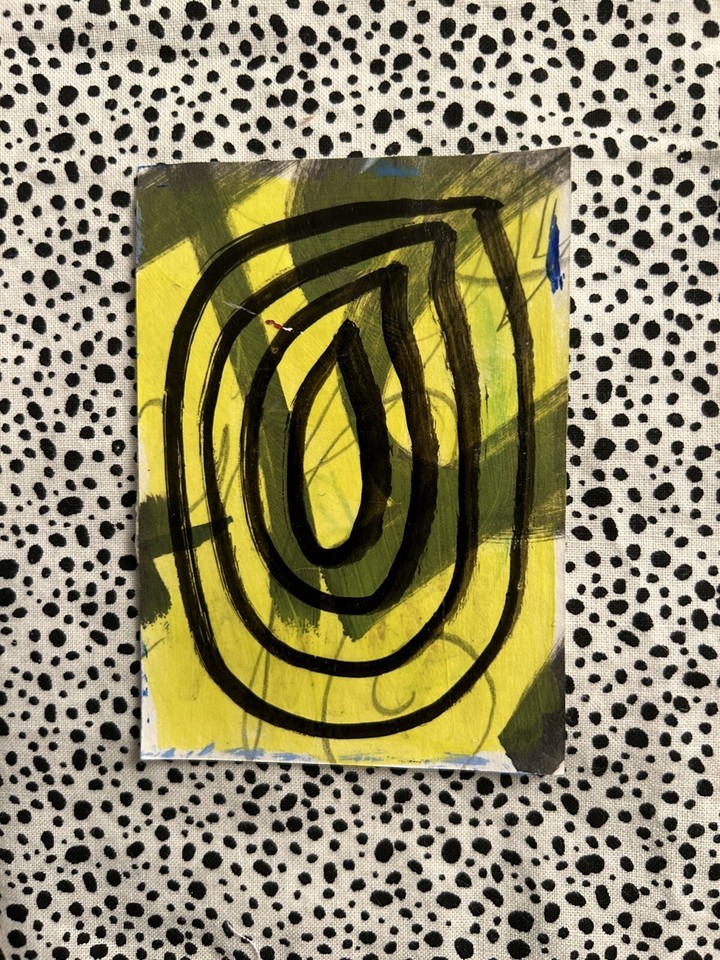 ACEO Original abstract painting black spiral by Miss Rina 2.5x3.5" | eBay