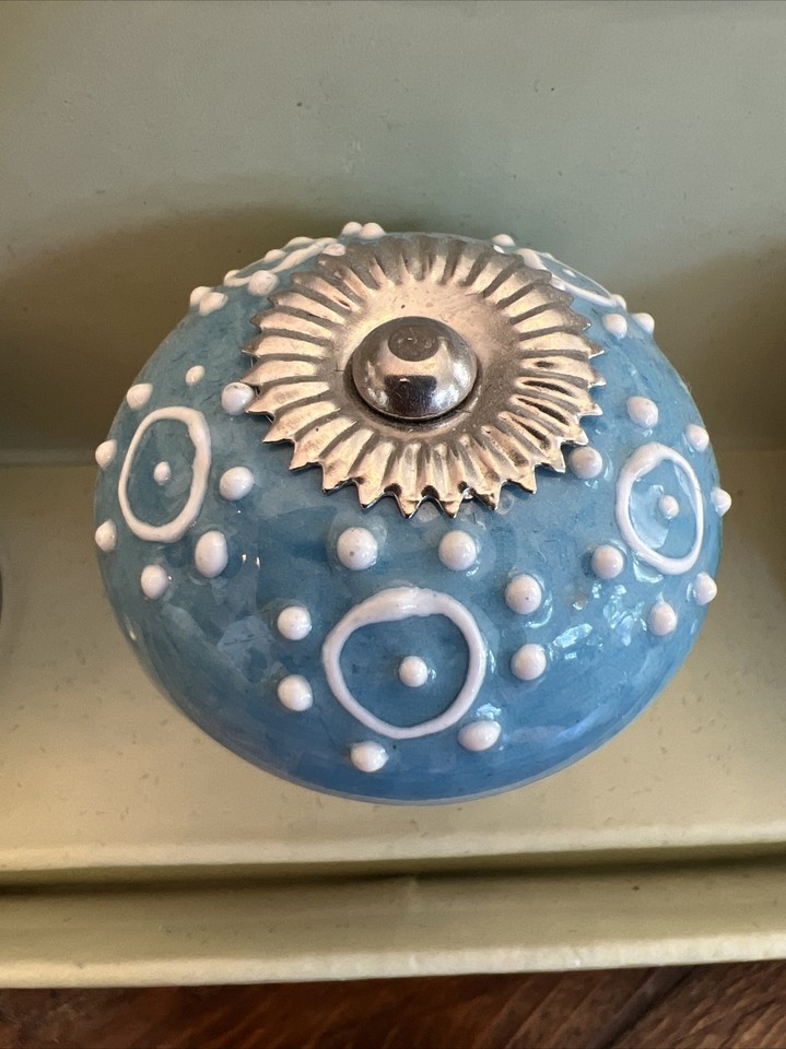 Set 6 Casa Decor Ceramic Light Blue White Handmade Drawer Pulls India 1 ...