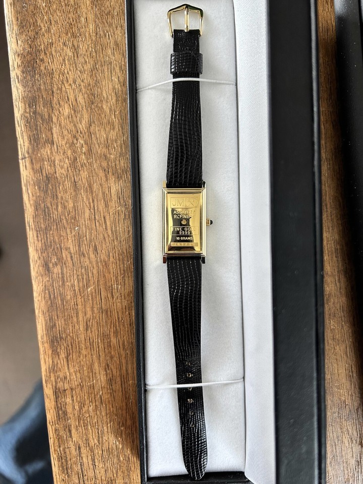 Ross Johnson Matthey 10 Gram Gold Bar Watch w/ Lizard Band - Running | eBay