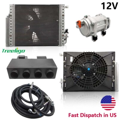 12V Car Air Conditioner Unit Truck Cab Under Dash Electric Universal AC ...