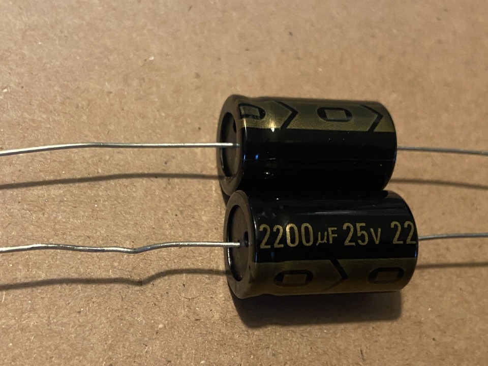 2 New Supertech 2200 uf 25v Axial Capacitors Guitar Tube Amp & Stereo ...
