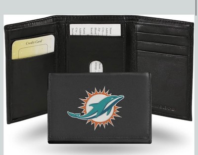 Miami Dolphins NFL Embroidered TRIFOLD Wallet - Men's Black Wallet | eBay