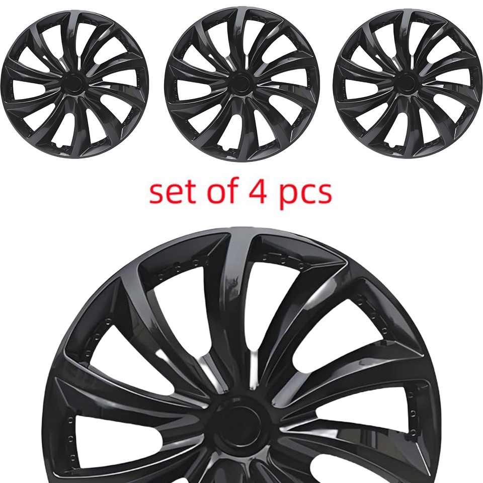 4 PCS Black Wheel Rims Cover Hubcap Hub Caps 16 inch Wheel Cover Hubcap ...