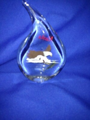 Larson Crystal HAND PAINTED Alaska Eagle VTG 98 Art glass Paperweight ...