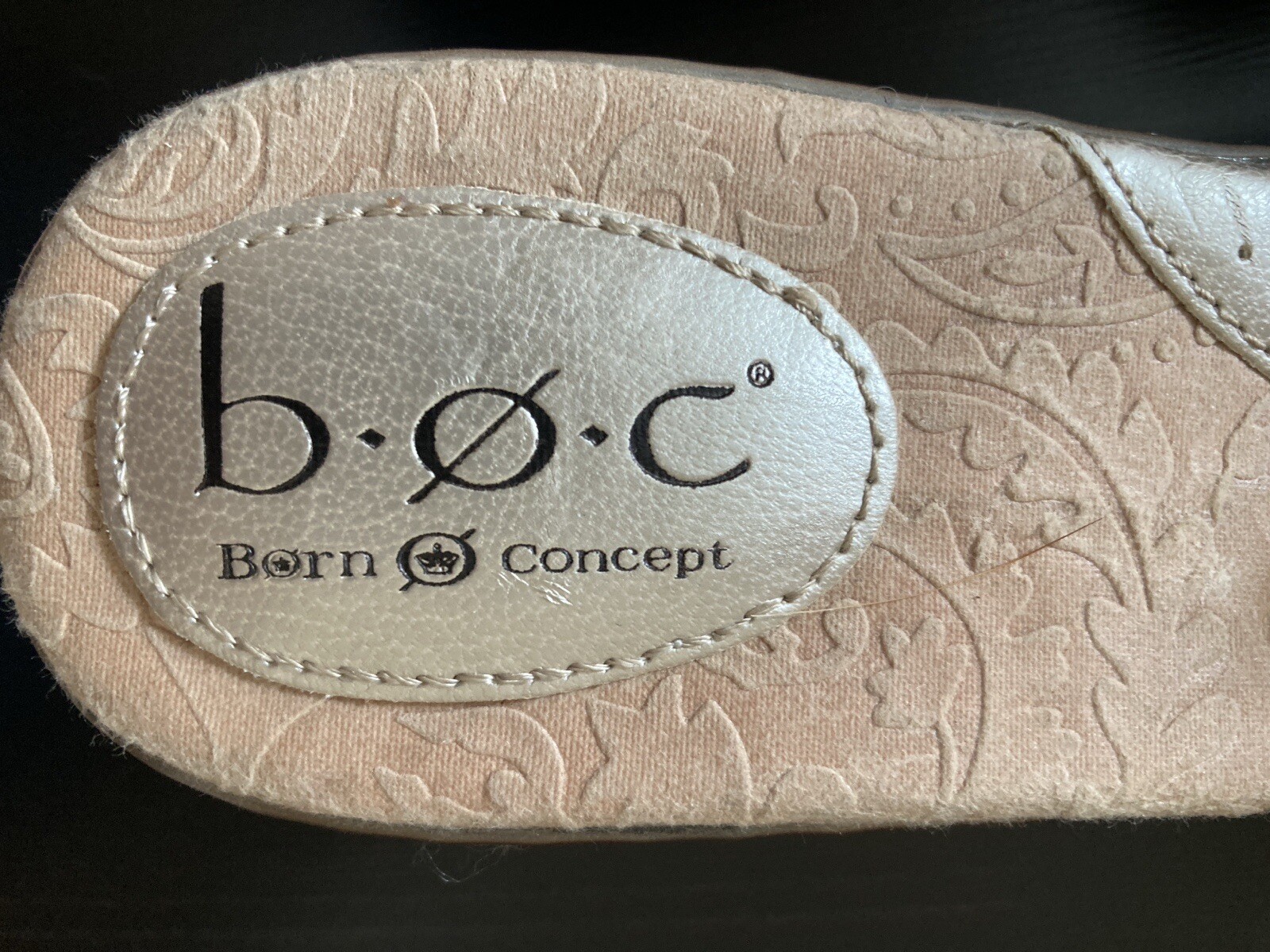 Born Concept BOC Pearly Beige Slide Sandal Neutral Cutout Flower 8 ...