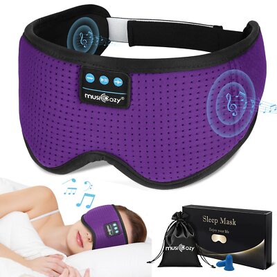 MUSICOZY White Noise Bluetooth Sleep Mask with 8 Soothing Sounds & 3D ...