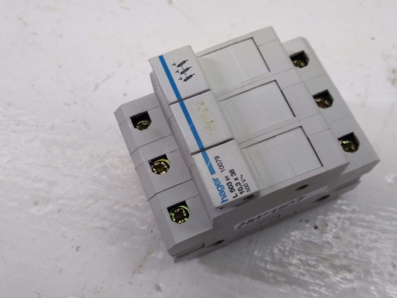 Hager Fuse Holder 3Pole L503-01 10079 10.3x38 500v w/ 32A Fuses | eBay