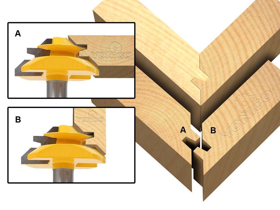 45 Degree - Up to 1/2" Stock Lock Miter Router Bit - 1/2" Shank ...