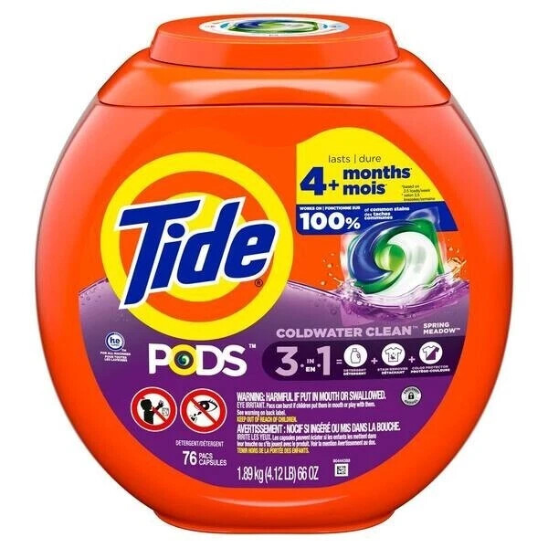 Tide 3 in 1 Spring Meadow Scent Laundry Detergent Pods, 76-Count | eBay