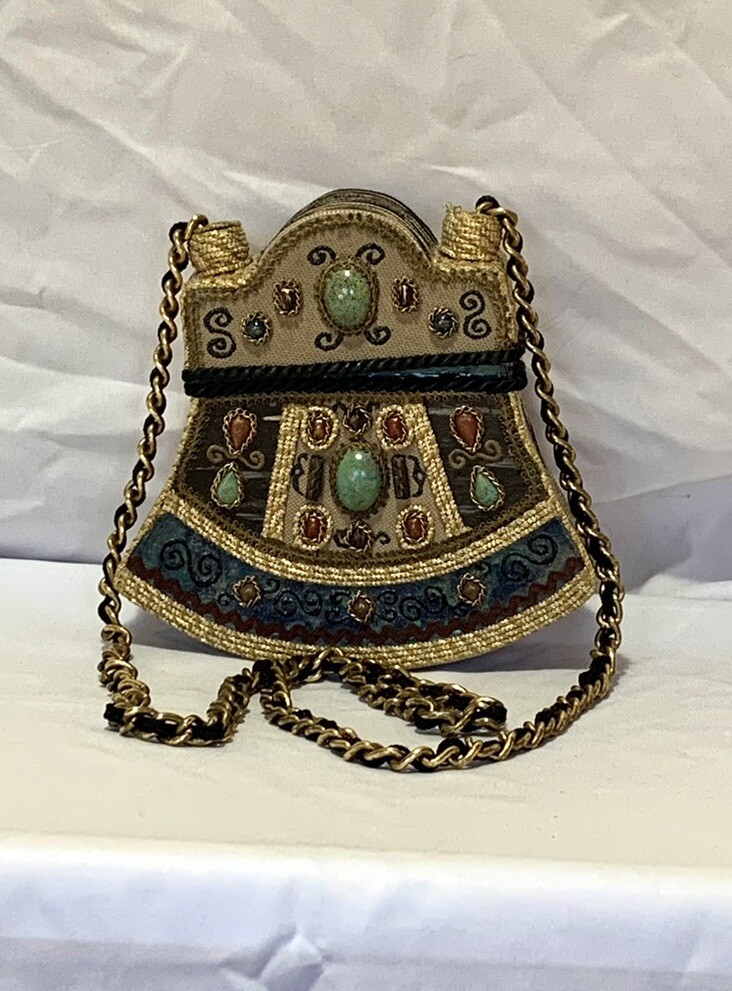 Vintage Handmade Embellished Collage Box Purse Boho B… - Gem