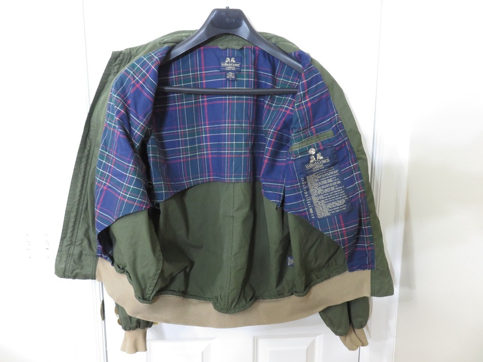 Willis & Geiger A-2 Bomber Jacket Mens L Cotton Plaid Lined / Nice ...