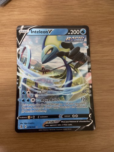 Inteleon V 078/264 Fusion Strike NM - Mint Ultra Rare Pokemon TCG Card ...