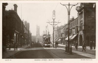 REAL PHOTOGRAPHIC POSTCARD OF CHURCH STREET, WEST HARTLEPOOL, COUNTY ...