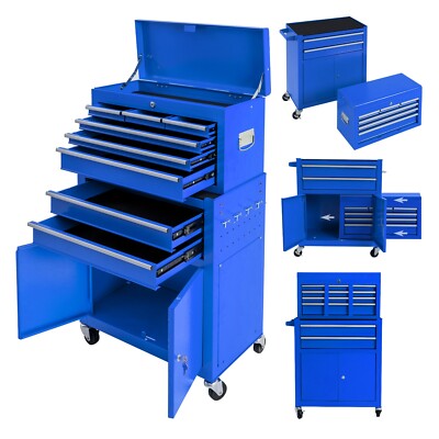 8-Drawer Rolling Tool Chest Steel Combination Set Blue | eBay