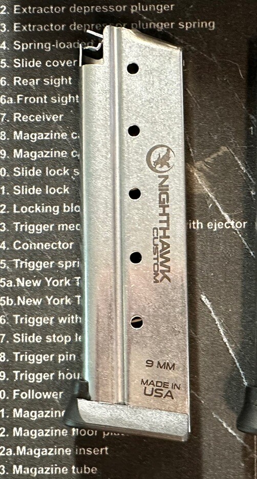 Nighthawk Custom 1911 9mm 10 Round Magazine Brand New. Never Used. | eBay