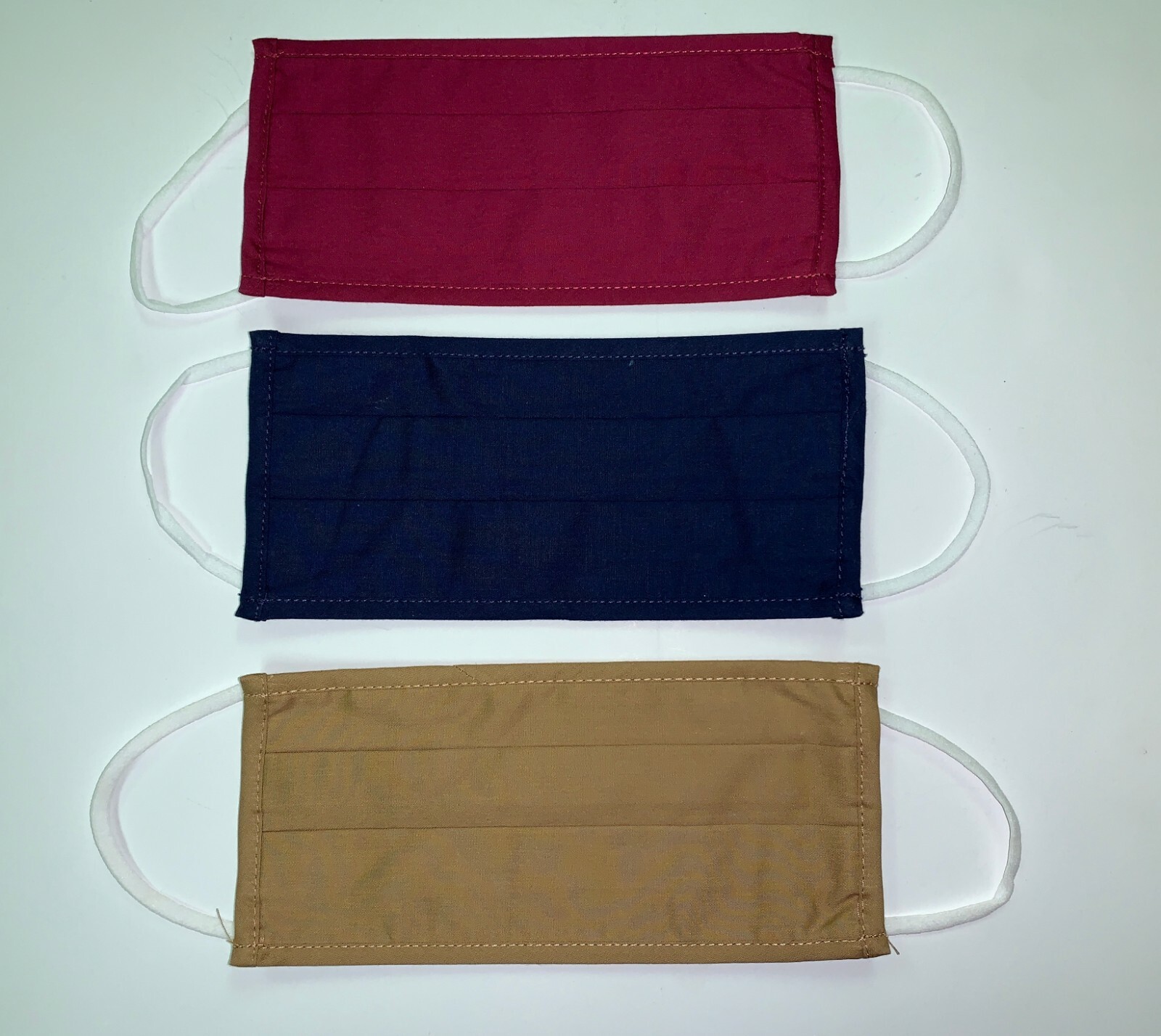 3 PCS Handmade Adult Cloth Pleated Face Masks, Reusable Washable 100% ...