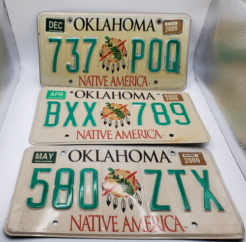 3 Oklahoma Native American License Plate Exp. 2009 (E2) | eBay