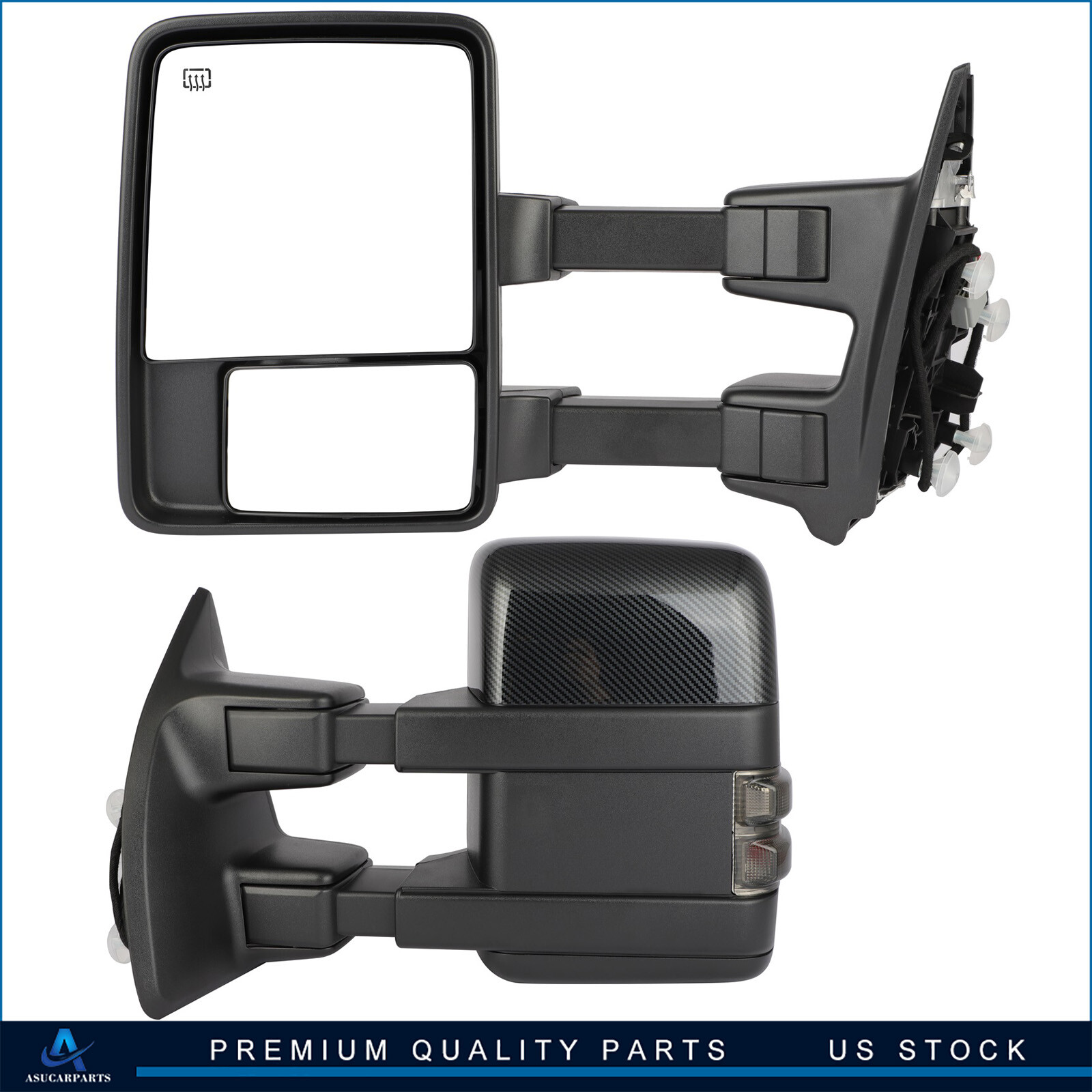 For 99-07 F250 F350 F450 F550 Power Heated Signal Carbon Fiber Tow Side ...