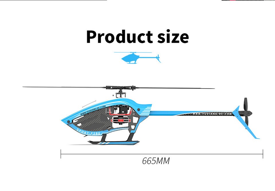 YXZNRC RC Helicopter F280 2.4G 6CH 6-Axis Gyro 3D Brushless Motor ...
