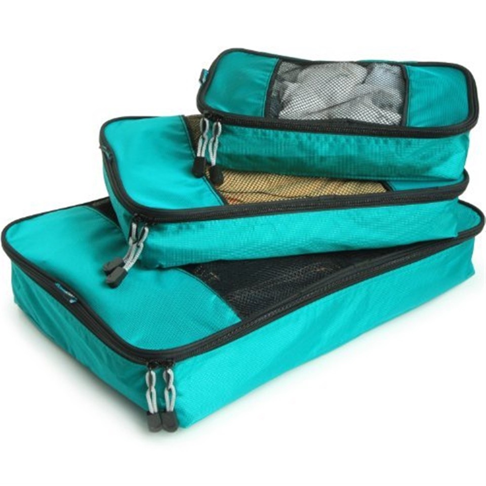 TravelWise Nylon Luggage Organization Zipped Mesh Packing Cubes, Teal ...