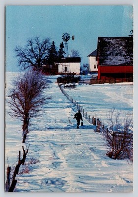 Iowa Amish Farm Winter Scene Photochrome Postcard by John M. Zielinski ...