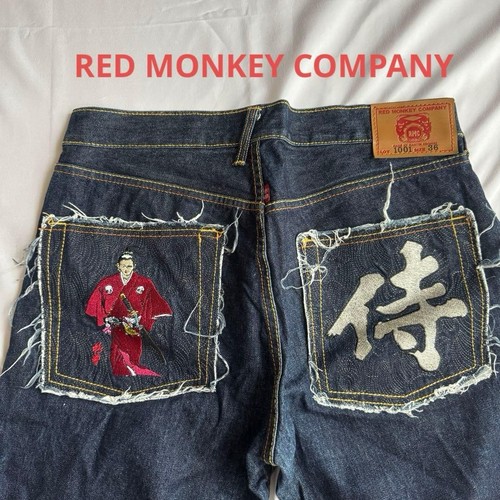 RED MONKEY COMPANY Samurai Embroidered Denim Pants | eBay