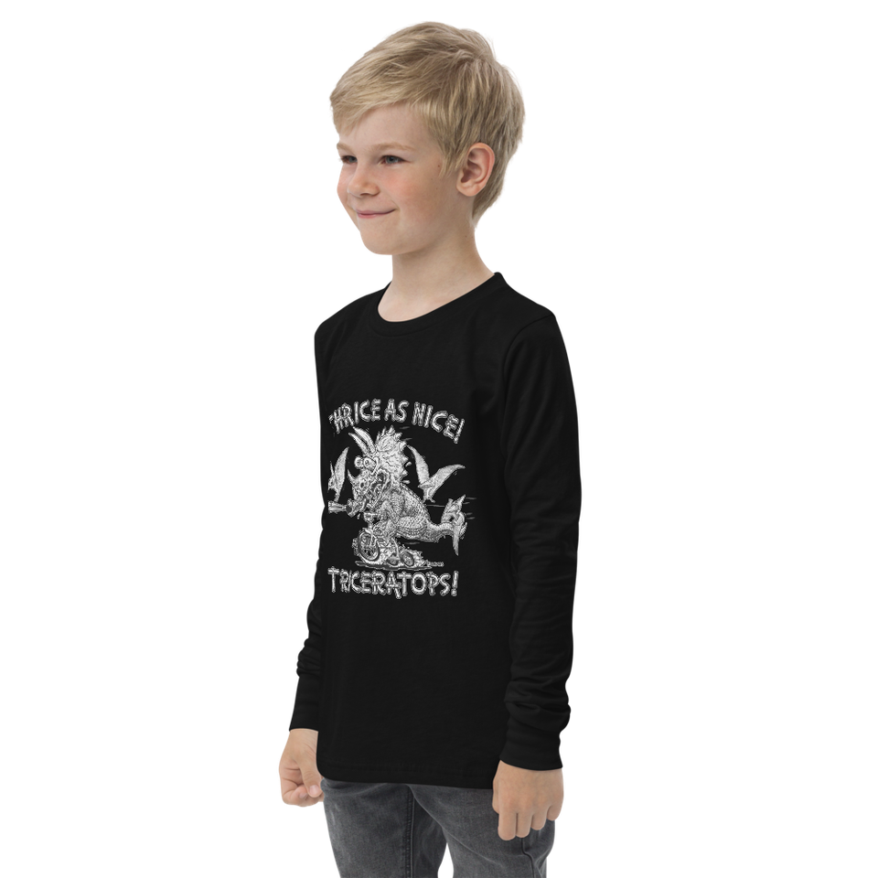 Thrice As Nice Triceratops Youth long sleeve tee By Artist Mike Lemos ...