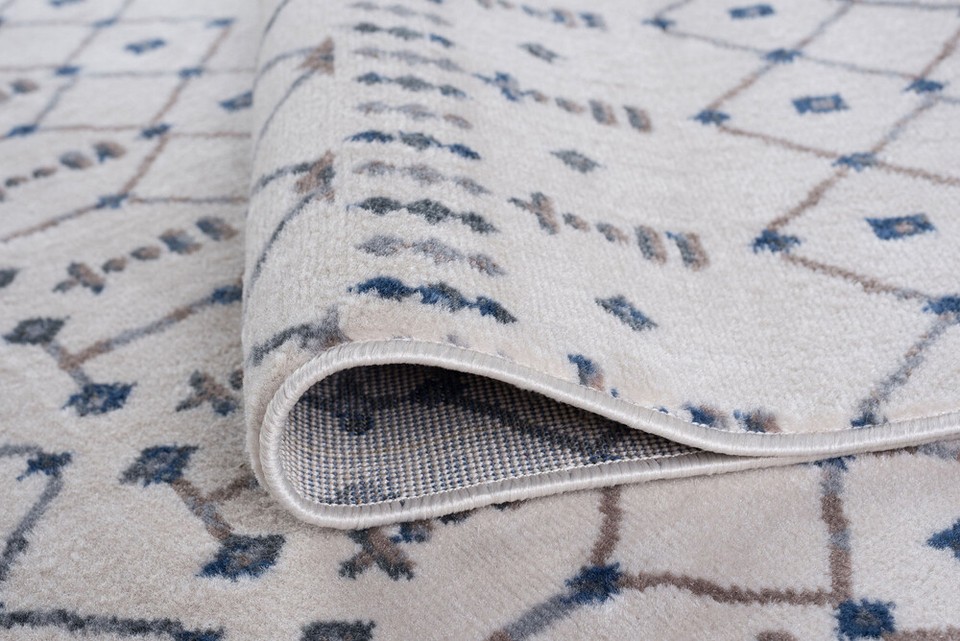 5x5 Ivory Geometric Dotted Angled Area Rug Round MDN3317 - Aprx 5' 3" x ...