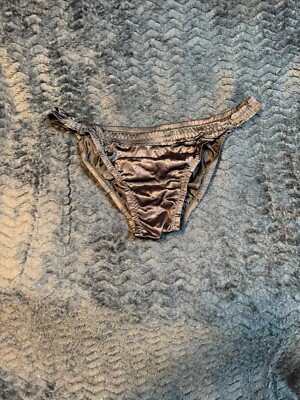 NWOT VINTAGE SM SATIN NYLON STRING BIKINI RUFFLE FLUTTER S BLACK NO ...